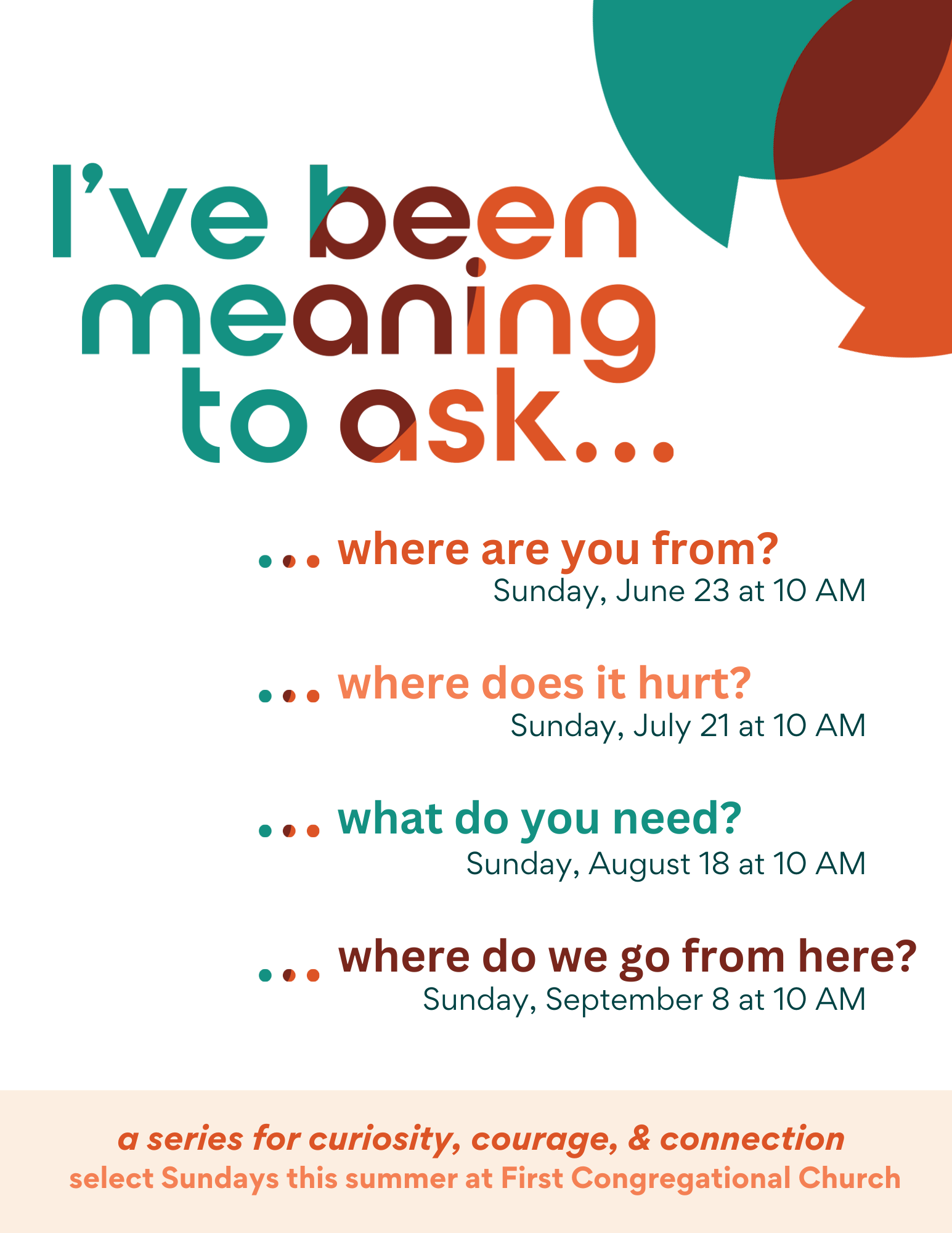 Summer Worship Schedule – The First Congregational Church of Reading