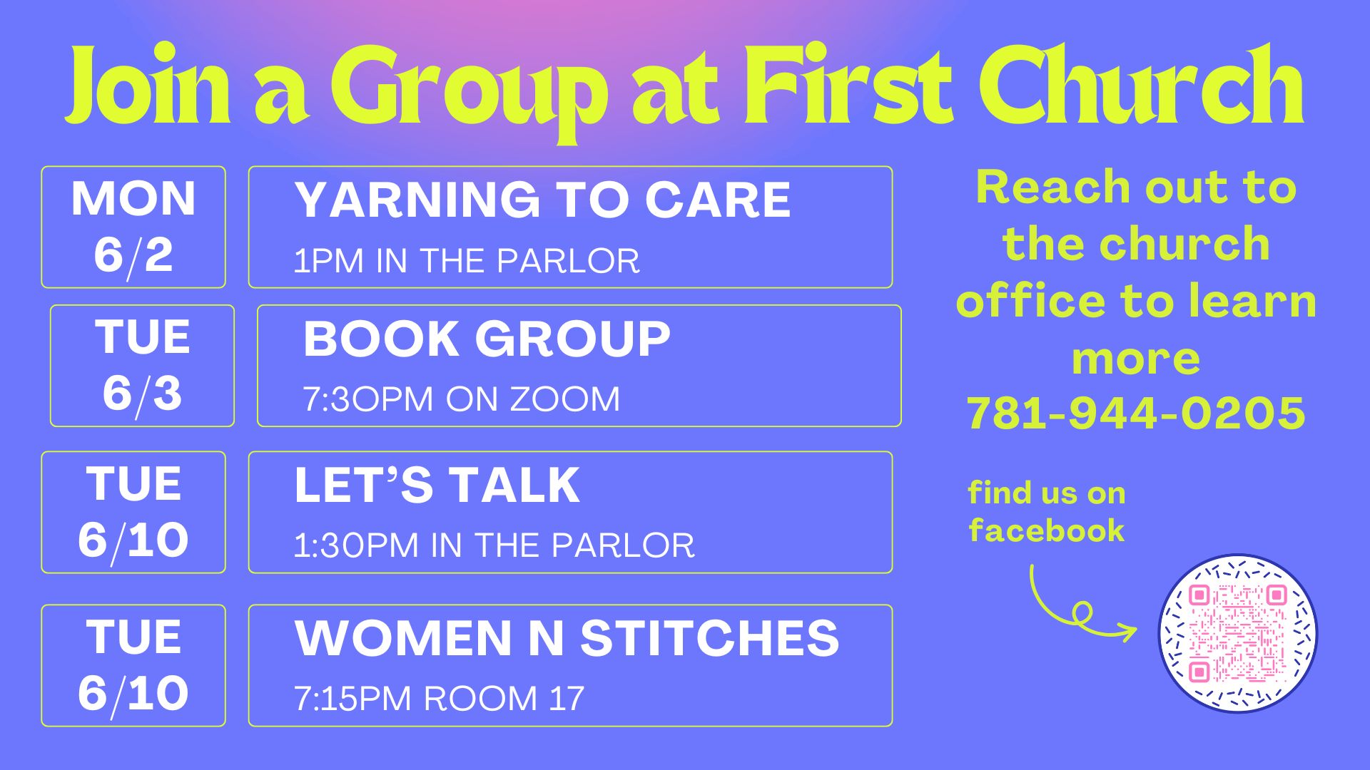Join a Group in June – The First Congregational Church of Reading