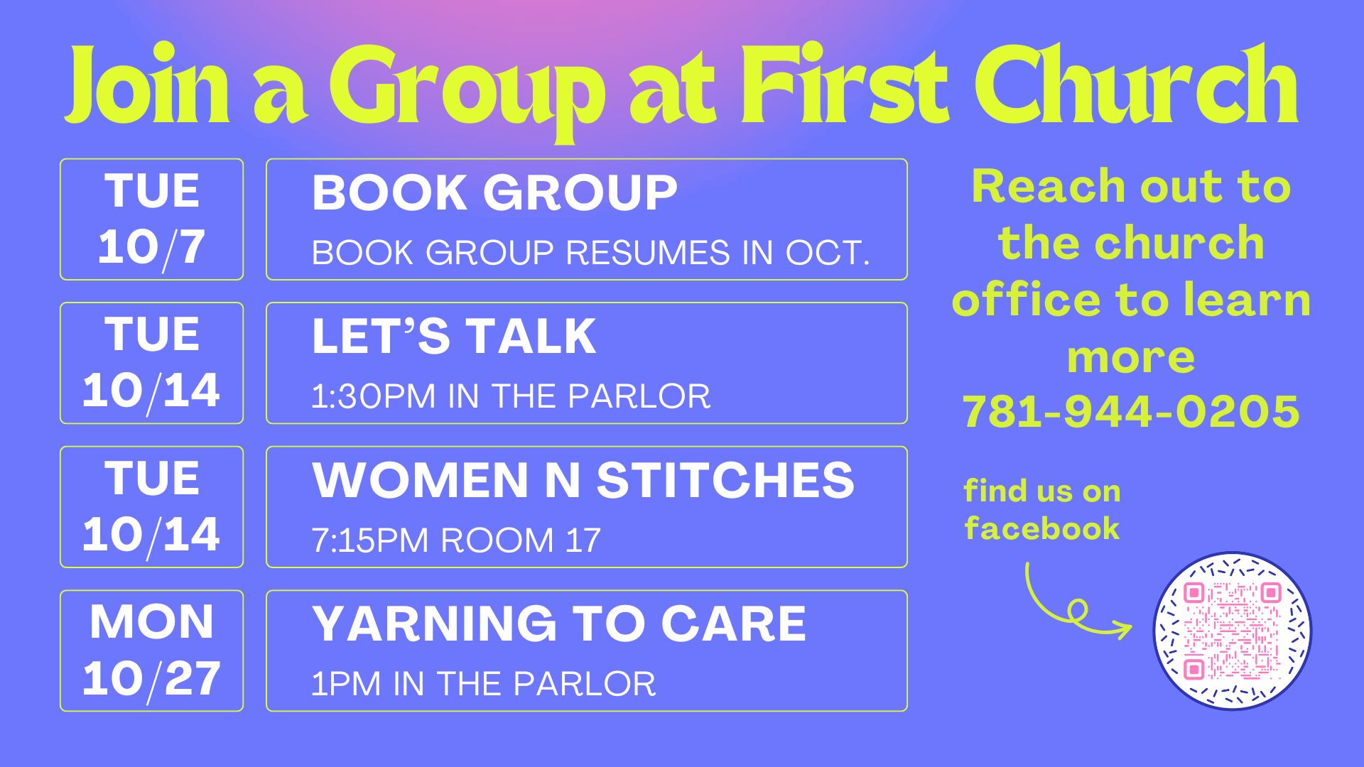 October Groups – The First Congregational Church of Reading
